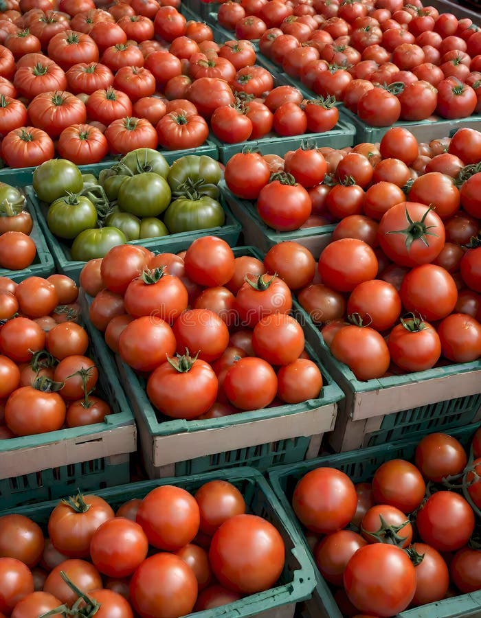 Tomatoes on Counter in Market, Generative AI Stock Illustration ...