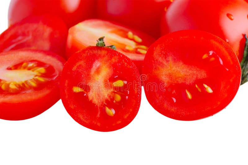 Tomatoes Cut and Whole Thin Focus Line Isolate on White Stock Photo ...