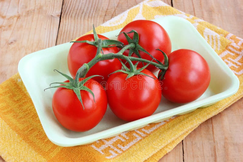 Branch Ripe Tomatoes Lying Foam Tray Stock Photos - Free & Royalty-Free ...