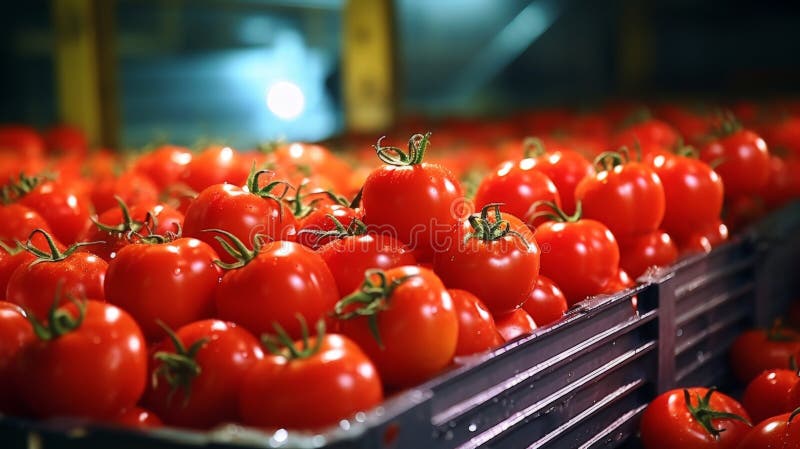 Tomatoes in a Food Processing Facility, Clean and Fresh in Store ...