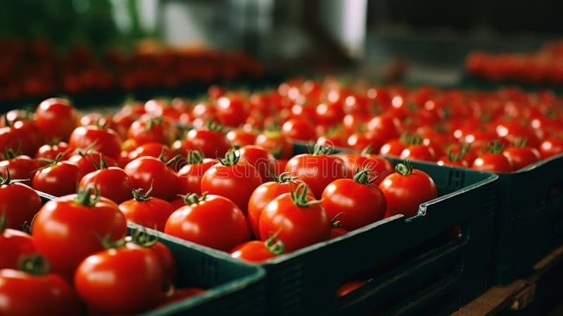 Tomatoes in a Food Processing Facility, Clean and Fresh in Store ...