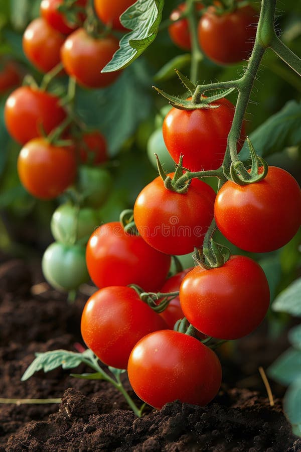 Tomatoes Growing in a Garden Stock Image - Image of growing, green ...