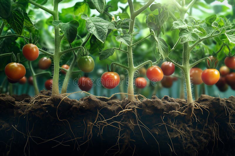Tomatoes Growing in the Land Cross-section Plant Stock Illustration ...