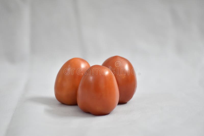 Tomatoes Isolated on White Background, Three Fresh Raw Vegetables. Full ...