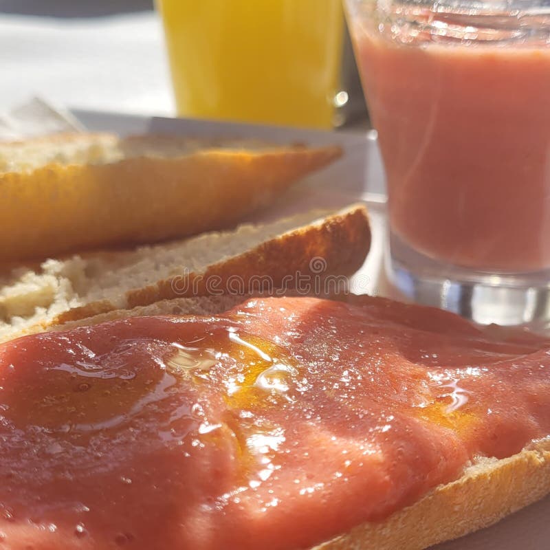 Tomatoes Paste Traditional Spanish Breakfast Stock Image - Image of ...