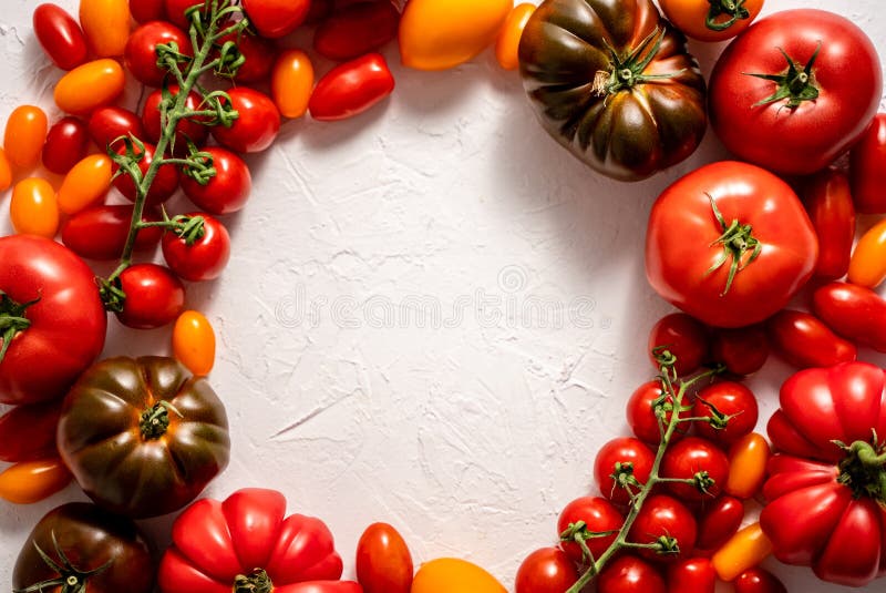 Tomatoes on the Table. Tomatoes of Different Varieties Stock Image ...