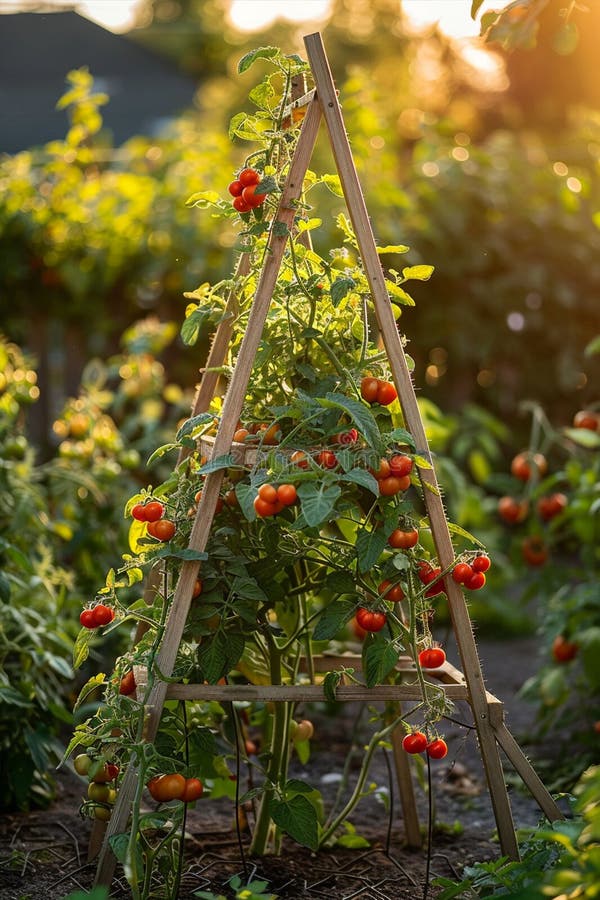 Tomatoes on Vine, Glowing Shiny Fresh Tomatoes AI Stock Illustration ...