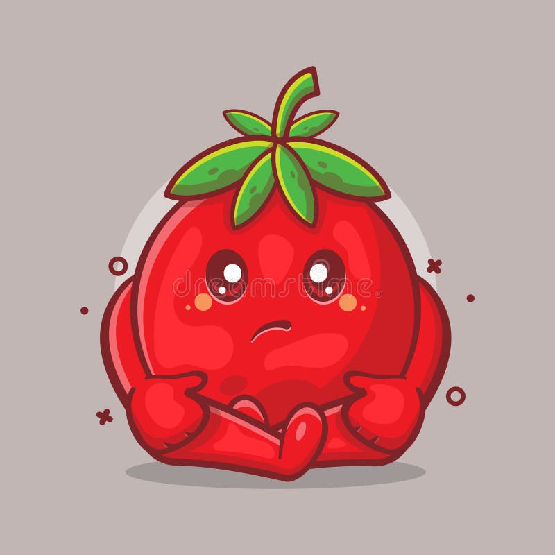 Sad Tomato Fruit Character Mascot Isolated Cartoon in Flat Style Design ...