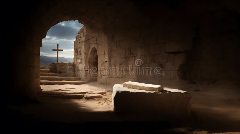 The Tomb Jesus Resurrected As in Bible Stock Photo - Image of bright ...
