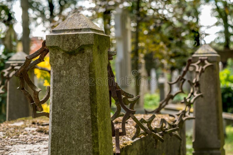 Tomb with Marble Poles with Chains Stock Image - Image of close ...