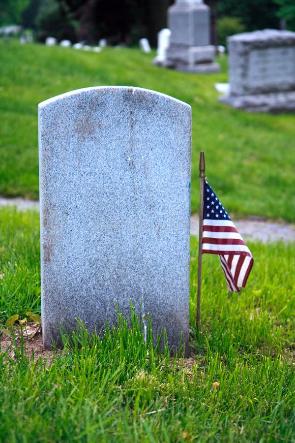Tombstone and American Flag Stock Image - Image of life, foliage: 9464799