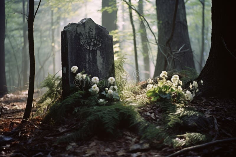 A Tombstone Sits in the Middle of a Forest Stock Illustration ...