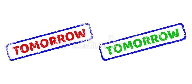 TOMORROW Bicolor Rough Rectangular Stamps with Corroded Surfaces Stock ...