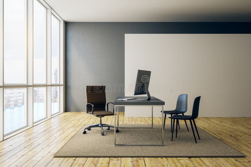 Tomt Vitt Baner I Modernt Kontor Stock Illustrationer - Illustration av ...