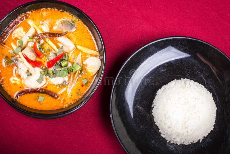 Tomyam Thai Cooking with Rice Stock Image - Image of delicious, tomyam ...