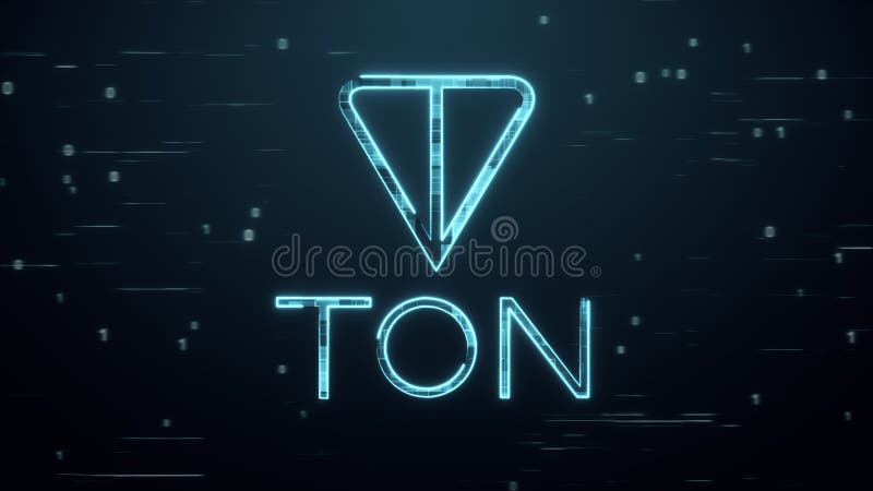 Ton Coin Futuristic Neon Symbol. Binary Code and Speed Lines Background ...