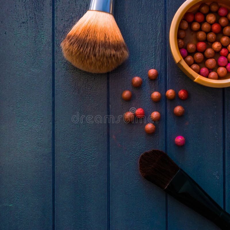 Tonal Makeup in the Shape of Balls with a Storage Box Stock Photo ...