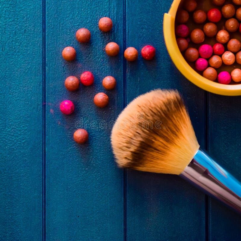 Tonal Makeup in the Shape of Balls with a Storage Box Stock Photo ...