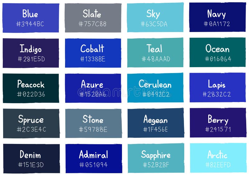 Tone Color Shade Background Blu Con Il Codice Ed Il Nome Illustrazione ...