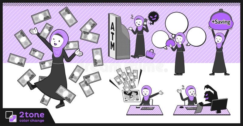2tone Type Arab Women_set 12 Stock Vector - Illustration of hijab ...