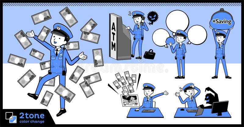 2tone Type Police Men_set 12 Stock Vector - Illustration of crime ...