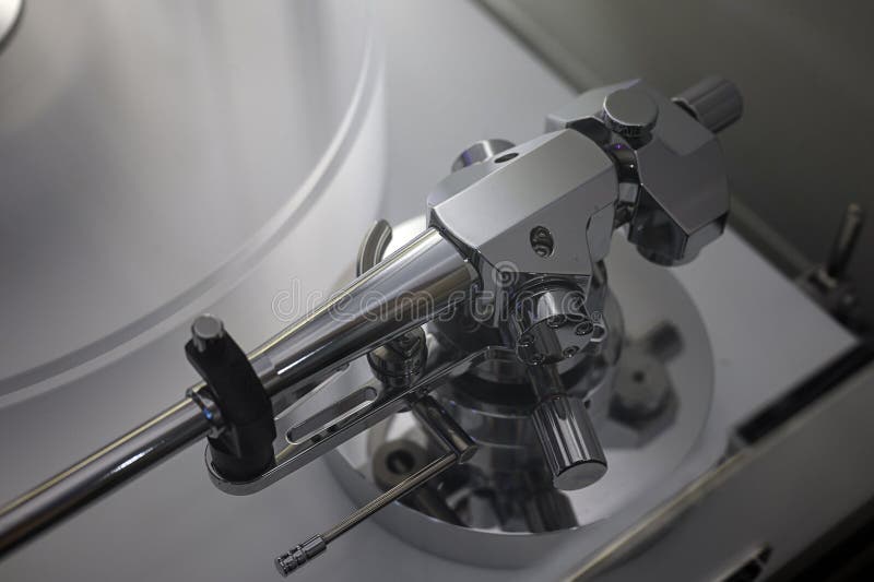The Tonearm of Vinyl Record Player Close Up Stock Image - Image of ...
