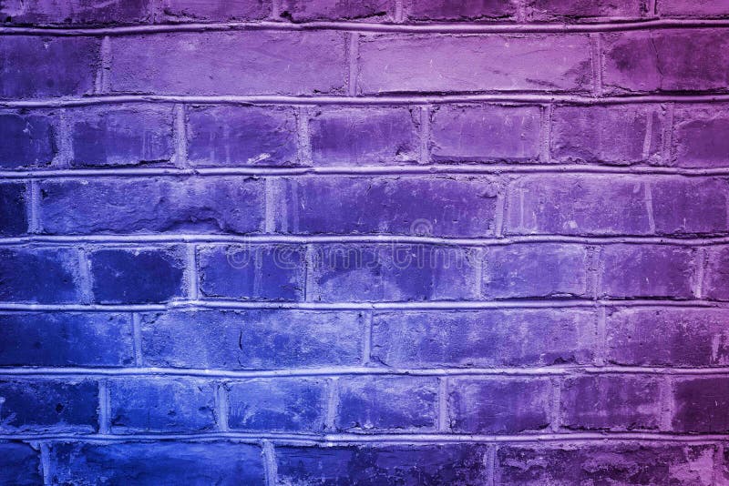 Toned Blue and Purple Brick Wall Surface. Neon Effect Ot Background ...