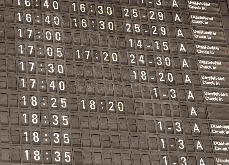 Toned Detail View of a Typical Airport Information Board Stock Image ...