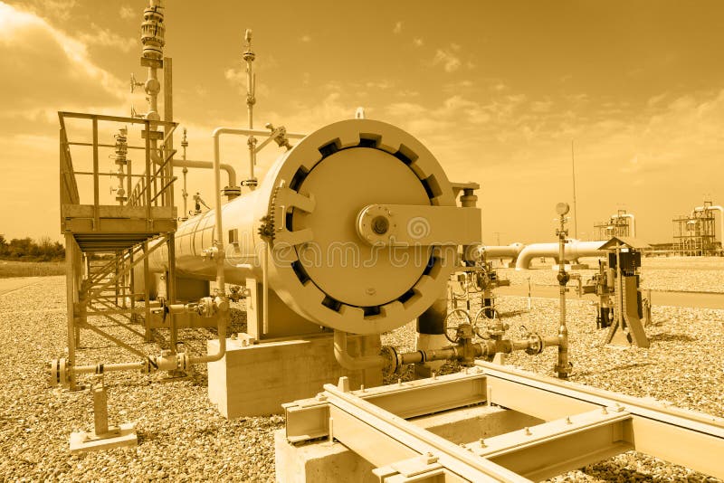 Toned Image of a Gas Pipeline Piston Launch Chamber Frontal View of the ...