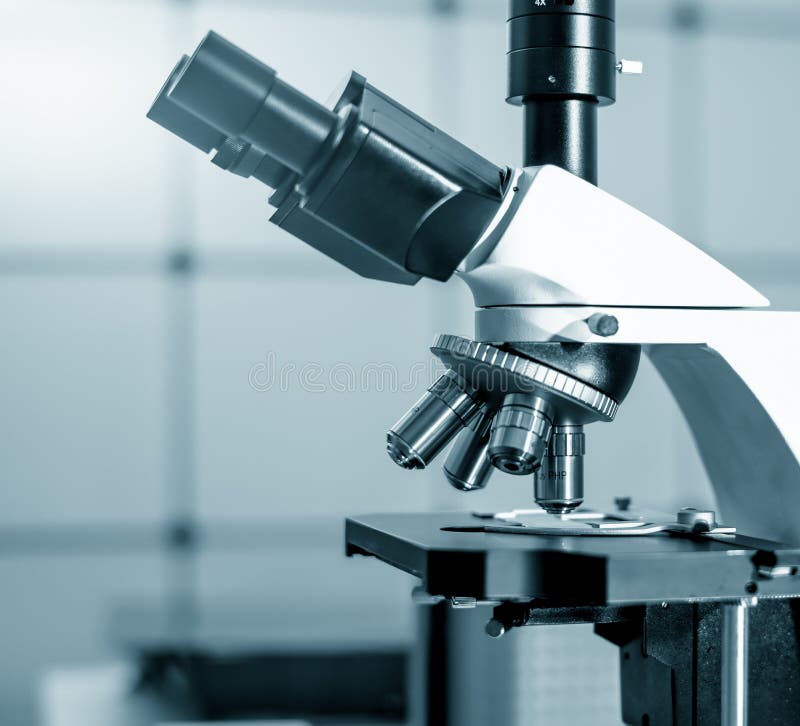 Toned Photo of Scientific Trinocular Microscope with Camera in Science ...