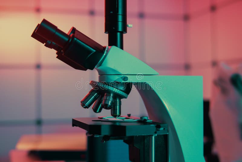 Toned Photo of Scientific Trinocular Microscope with Camera in Science ...