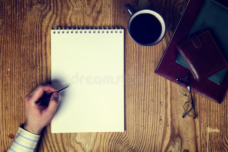 Toned Table Write Hand Top View Stock Photo - Image of hands, letter ...