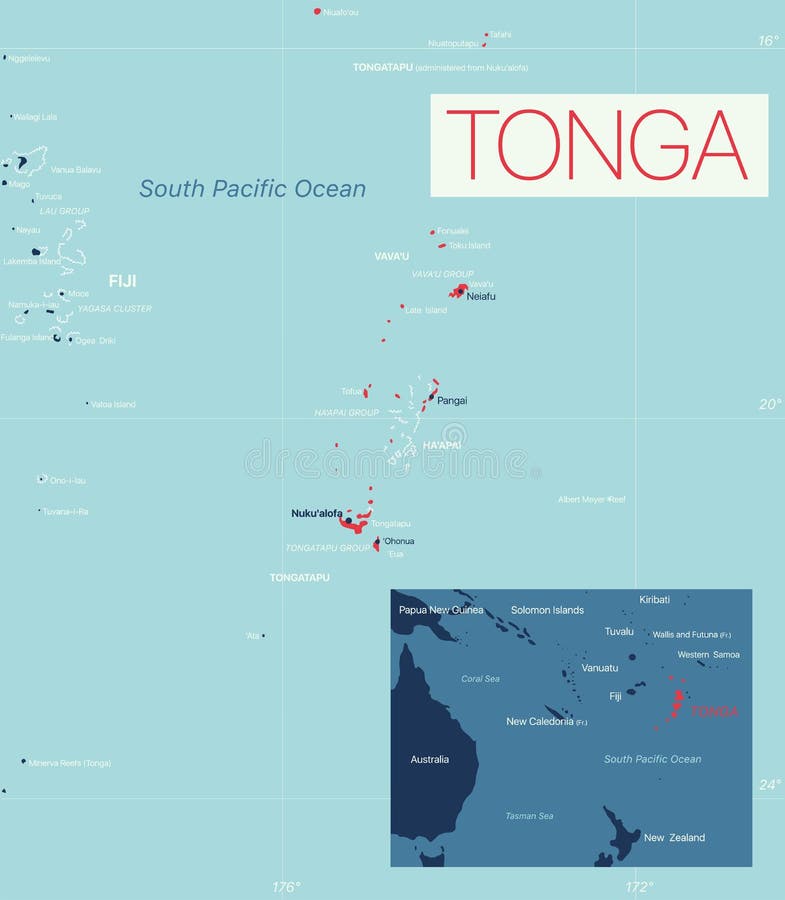 Tonga Detailed Editable Map Stock Vector - Illustration of tonga ...