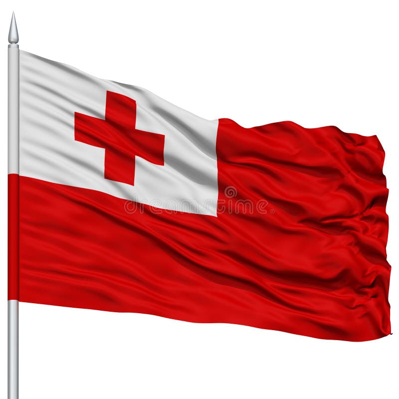 Tonga Flag on Flagpole stock image. Image of cross, flying - 91178183