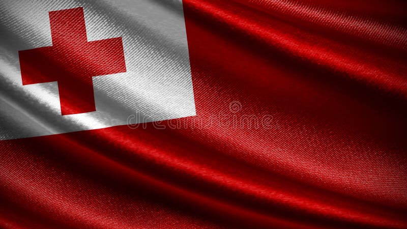 Tonga Flag with Realistic Silky Wave Texture Stock Photo - Image of ...