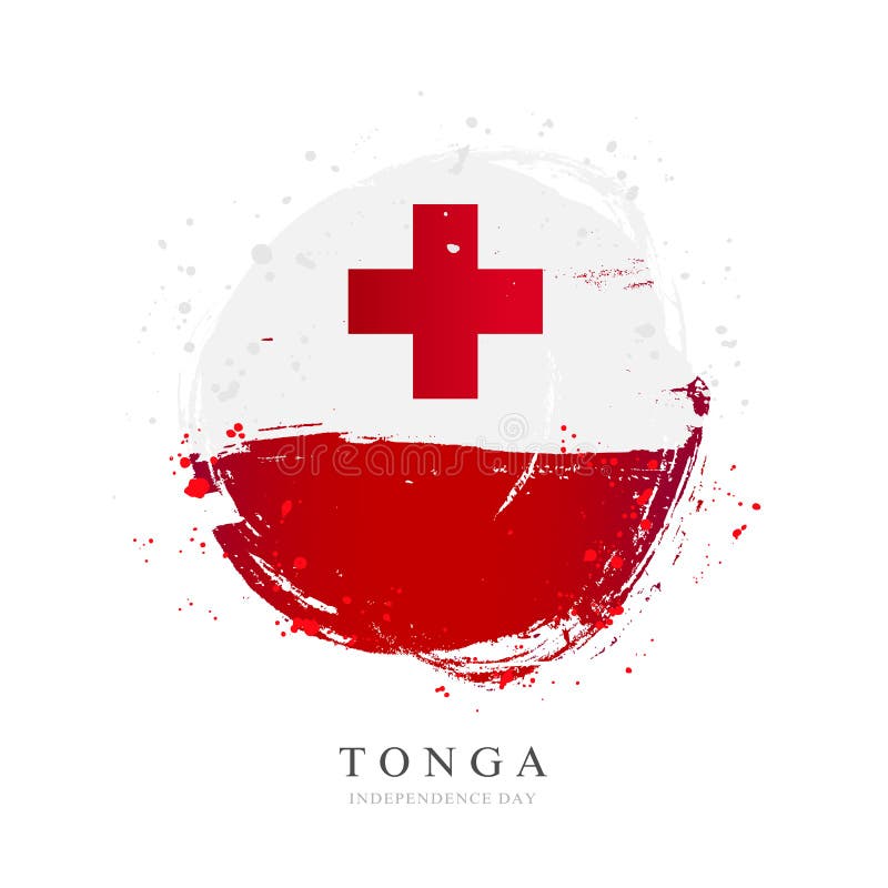 Flag of Tonga. Colorful Tongan Flag Logo. Red and White Brush Strokes ...