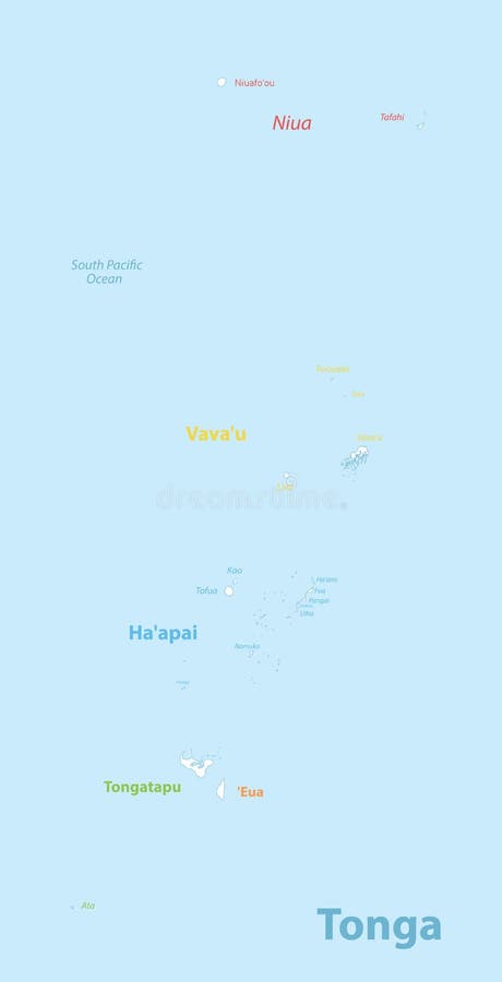 Tonga Map, Administrative Divisions, Islands with Names Stock Vector ...