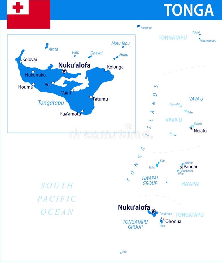 Tonga Map Vector Blue Spot - Customizable Layered Political Map of ...