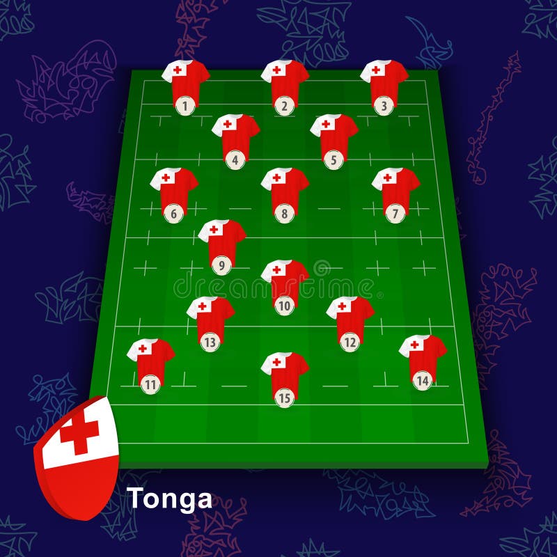 Tonga National Rugby Team on the Rugby Field. Illustration of Players ...