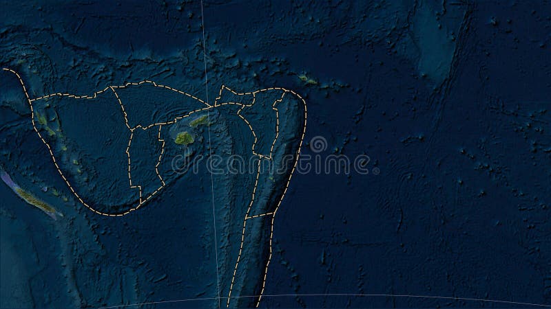 Tonga Plate - Boundaries. Satellite Map Stock Illustration ...