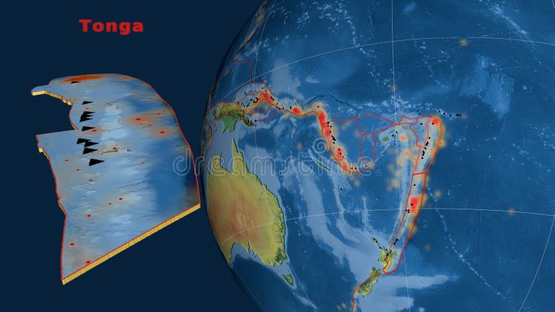 Tonga Plate Described and Presented - Topographic Stock Illustration ...
