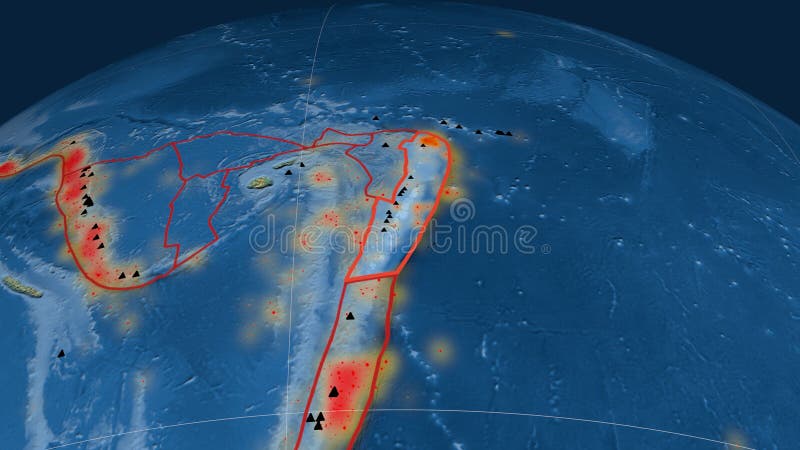 Tonga Plate Outlined - Relief Stock Illustration - Illustration of zone ...