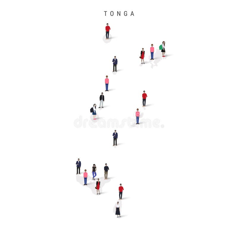 Tonga Population Map. Large Group of People in a Shape of Tongan Map ...
