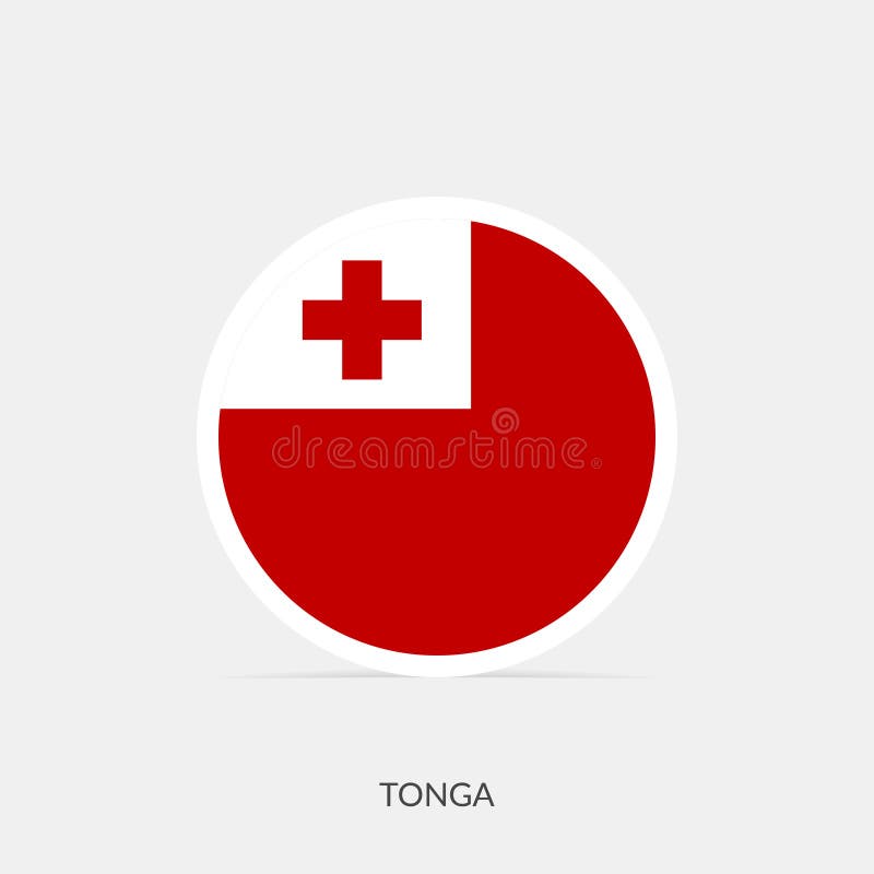 Tonga Round Flag Icon with Shadow, Stock Vector - Illustration of ...