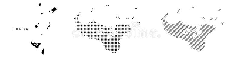 Tonga Silhouette Map and Two Patterns of Dots and Slanted Lines. Flat ...