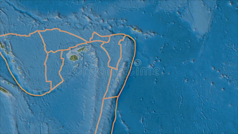 Tonga Tectonic Plate. Relief. Borders First. Van Der Grinten Projection ...
