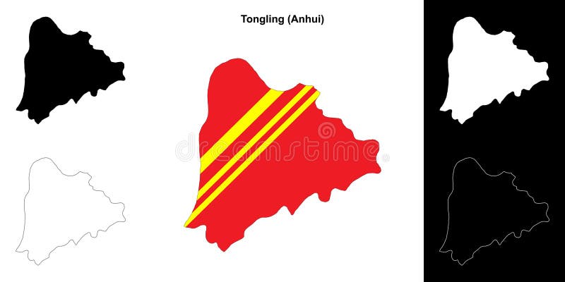 Tongling outline map stock vector. Illustration of clipart - 334852769