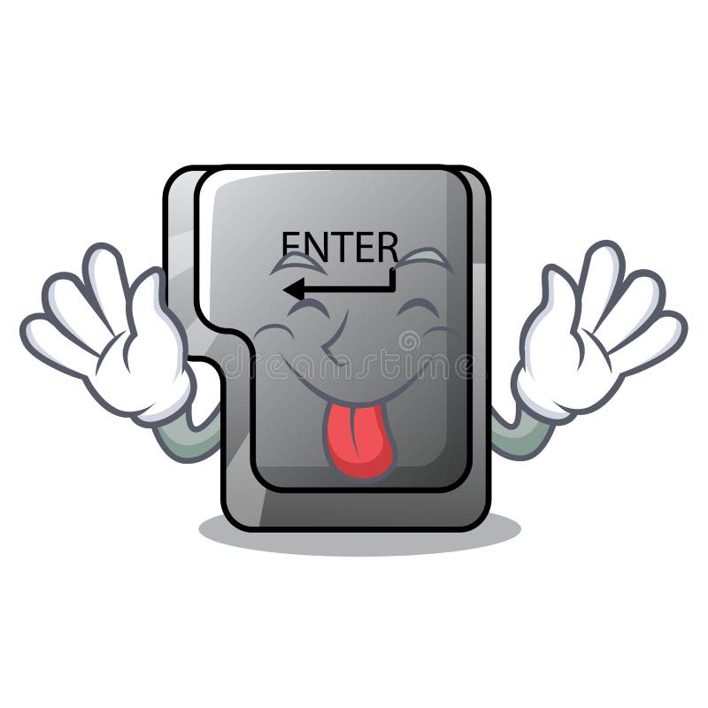Tongue Out Enter Button Installed on Computer Cartoon Stock Vector ...