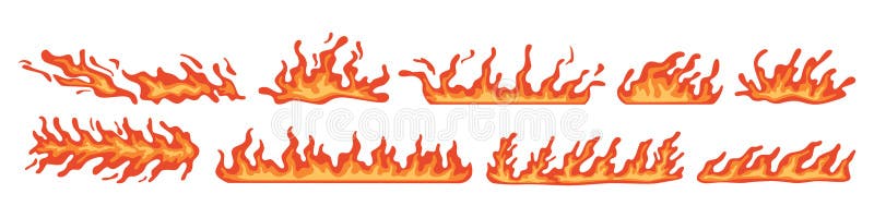 Tongues of Flame, Fire Horizontal Lines Stock Vector - Illustration of ...