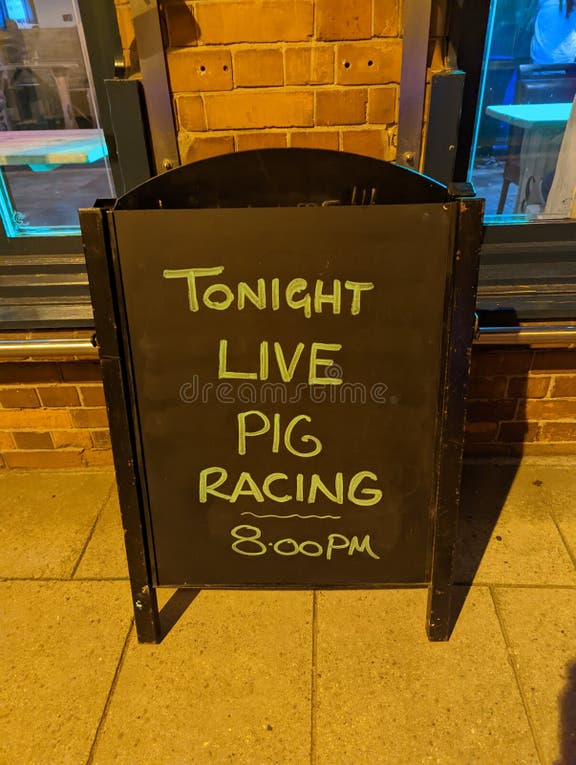 Tonight Live Pig Racing Sign in Devon Stock Image - Image of tonight ...